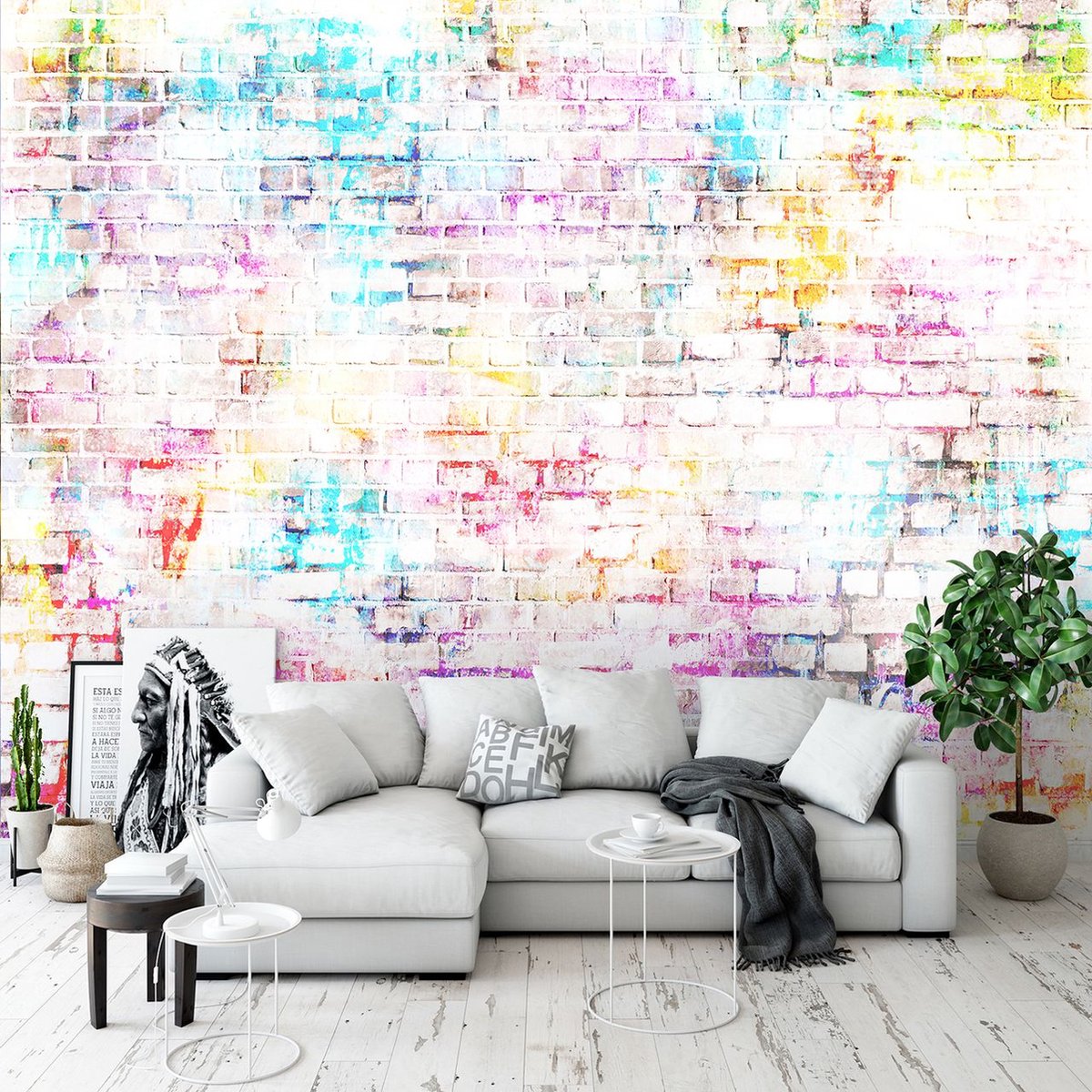 Fotobehang - Vlies Behang - Bakstenen Graffiti Muur - 254 x 184 cm ...
