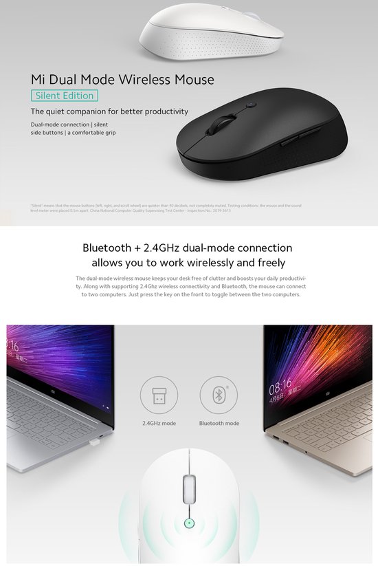 Xiaomi Mi Dual Mode Wireless Mouse Silent Edition Black | bol