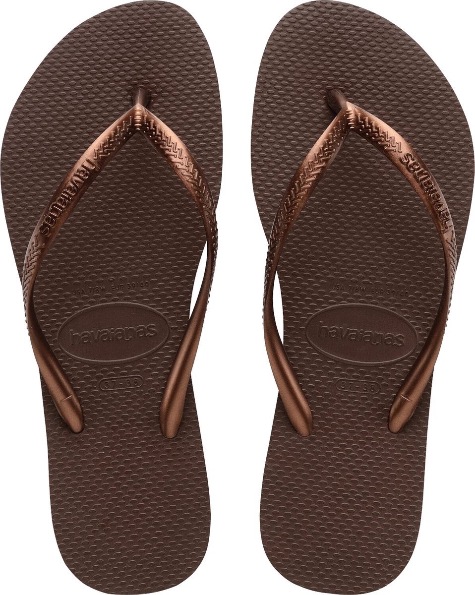 Havaianas Slim Dames Slippers - Donkerbruin - Maat 33/34 | bol