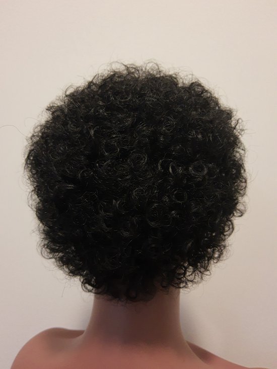 Wigs by Hairglow 100% human hair curly afro haar kleur zwart | bol.com