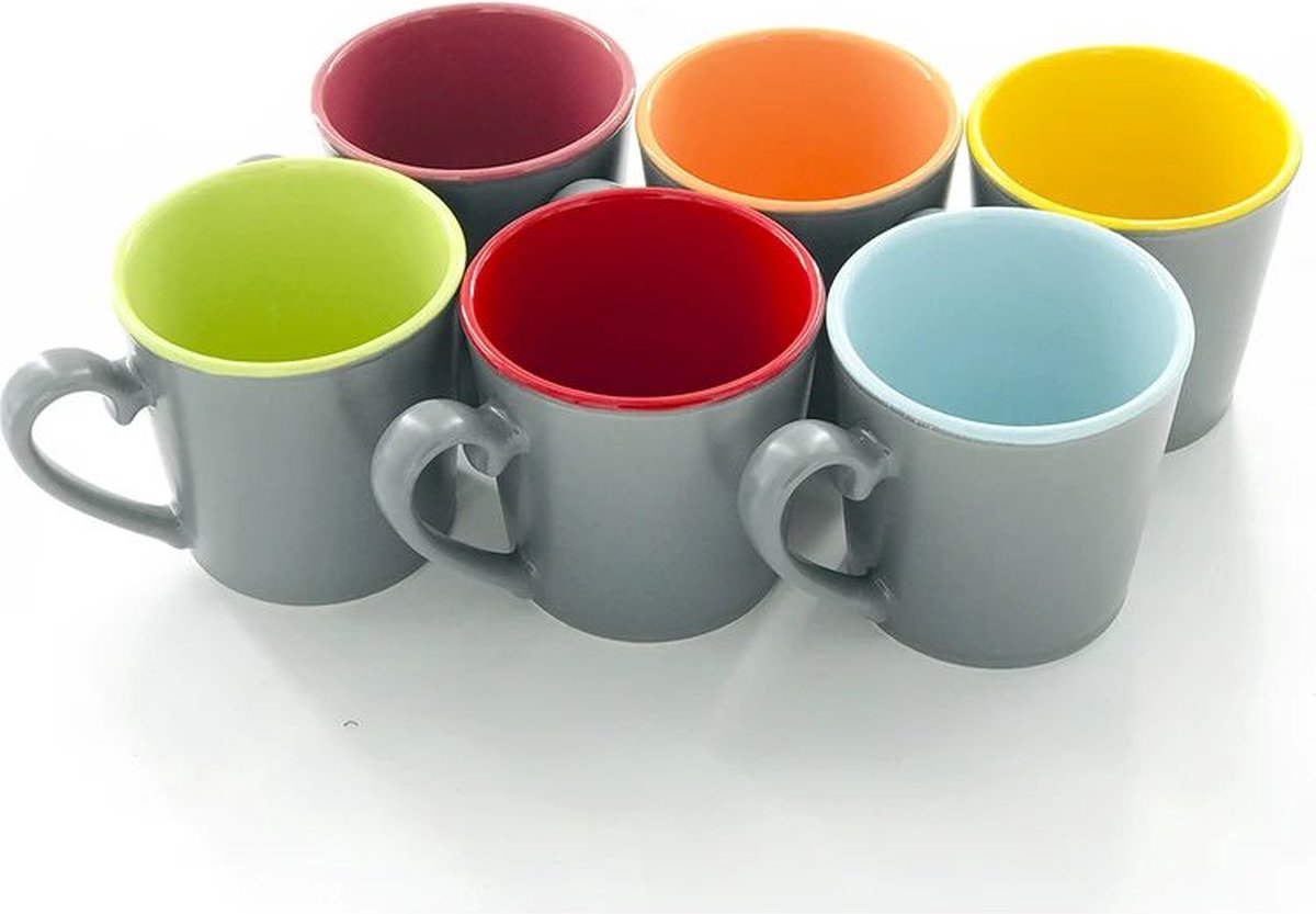 Tasses à café - Multicolore - avec oreille - Set de 6 - Tasses à thé ...