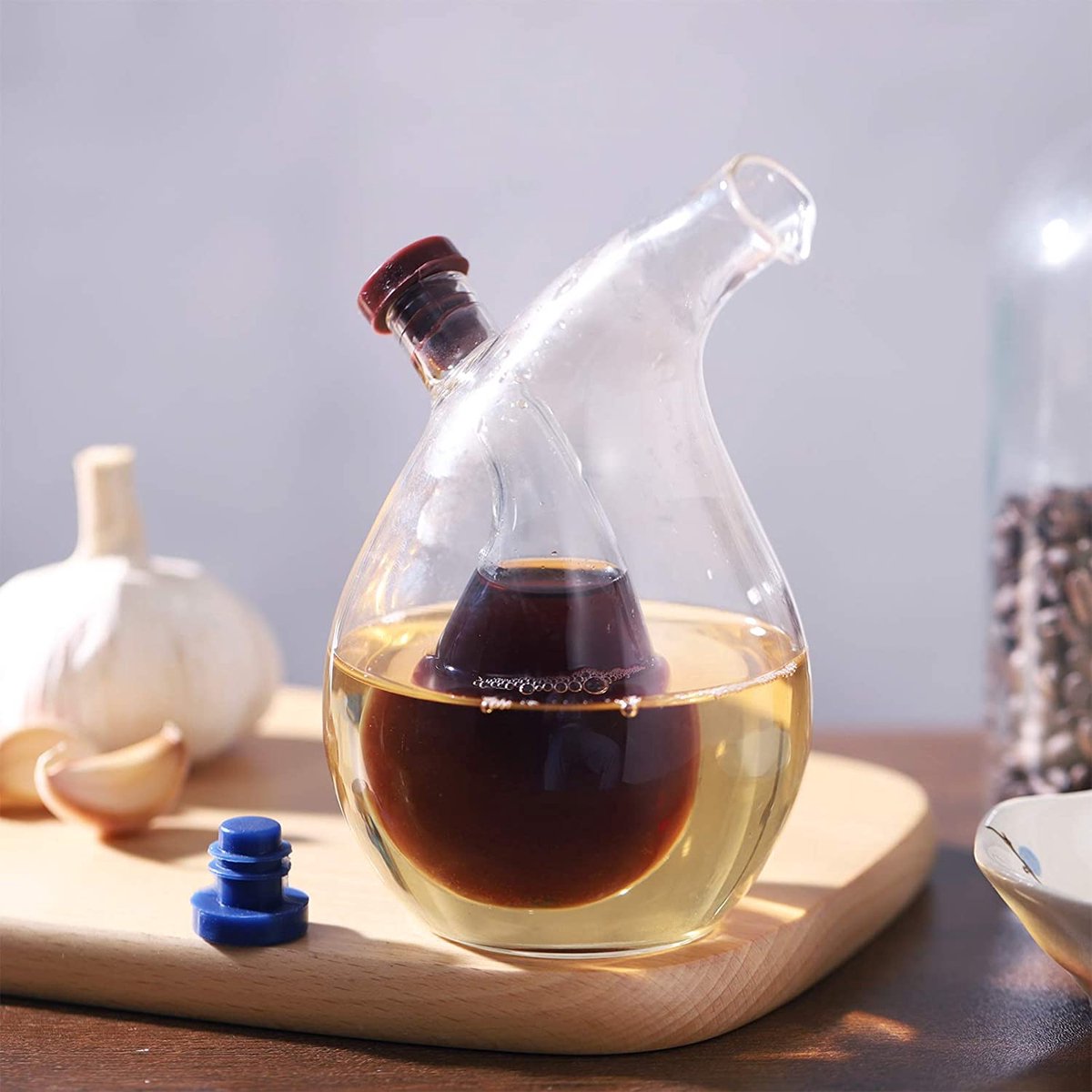 Transparante glazen olie en azijn dispenser keuken levert Cruets olie ...