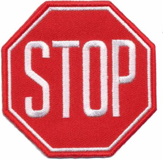 Patch - Strijkembleem - Stopbord - Rood - 7CM | bol
