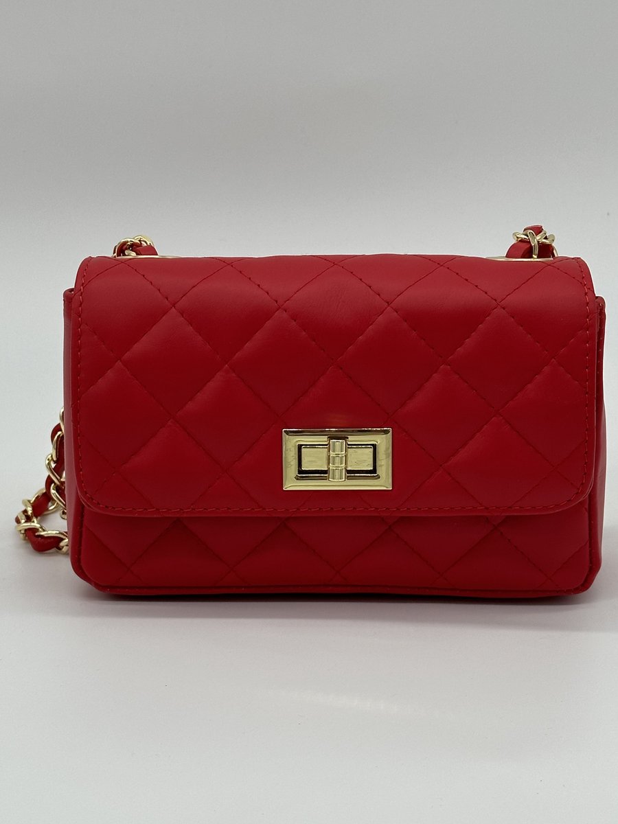 Unieke en Stijlvolle Rode Leren Crossbody Tas met Ruit Design | bol.com