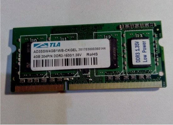 TLA 4GB PC3L DDR3-1600/1.35V Memory AD3SSW4GB1WB-CKGEL low voltage ...