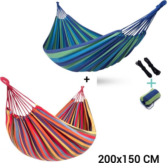 iBright Set van 2 Stuks Dubbele Hangmatten - 200x150cm - 2 Persoons ...