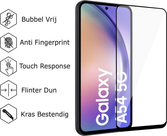 Samsung A54 Screenprotector - Gehard Glas Samsung A54 Full Screen Protector | bol