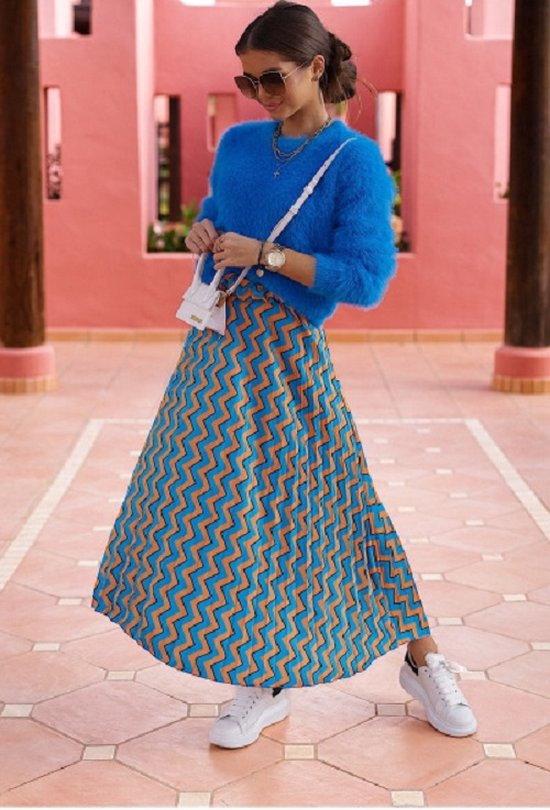 Lange rok van Schilo Jolie - Twee kleuren - blauw/oranje - TU (36-40 ...