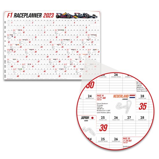 Jaarplanner 2023 | F1 Raceplanner 2023 | Poster | 70 x 50 cm | Formule ...