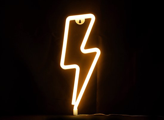 Blazing Neon® Wandlamp - Neon Verlichting Bliksem Geel - Neon Wandlamp ...