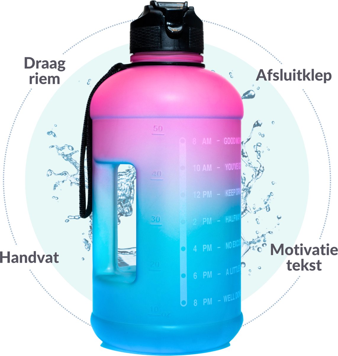 Quality Needz - Bidon - Drinkfles Met Rietje - Stevig Handvat - 2 Liter ...
