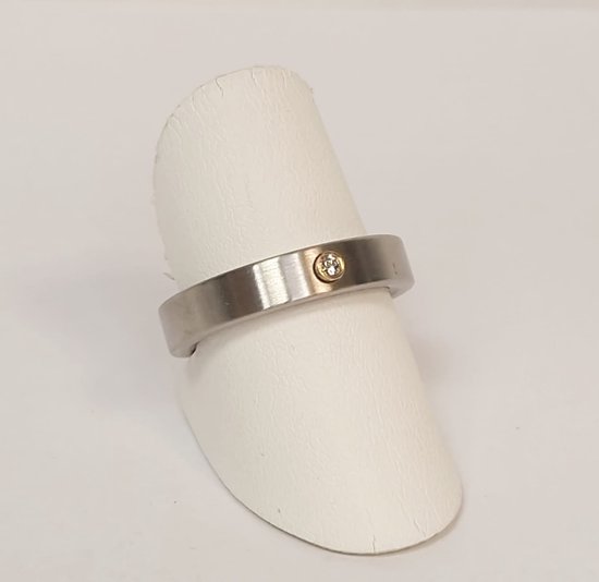 Stalen ring - 14karaat geelgoud - diamant - sale Juwelier Verlinden St ...