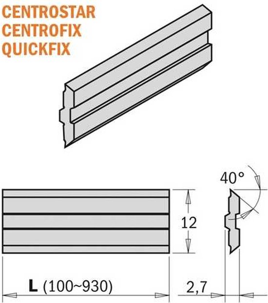 CMT - Centrostar,Centrofix,Quickfix schaafmes HPS 530x12x2,7 ...