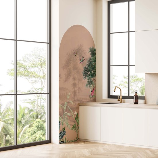 ZELFKLEVENDE BEHANG BOOG STICKER - SCENIC LANDSCAPE LIGHT BLUSH | bol