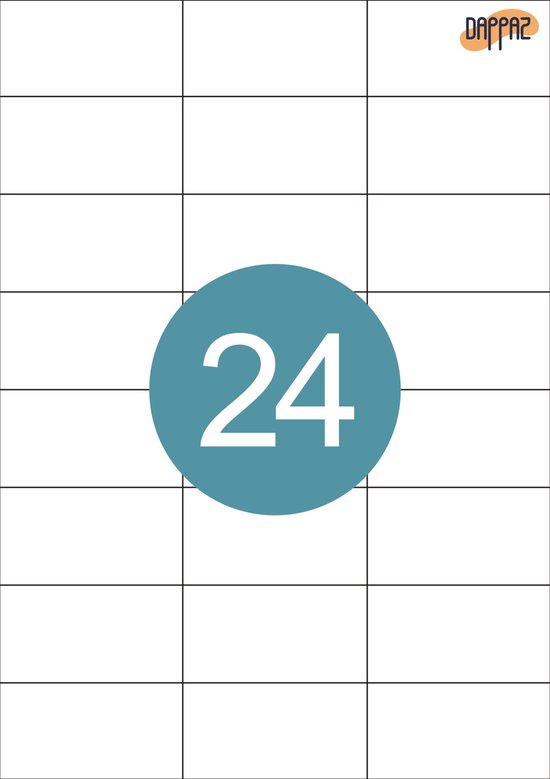 50 stuks Stickervellen A4 Printetiketten Wit - 24 Stickers per Vel - 70 ...