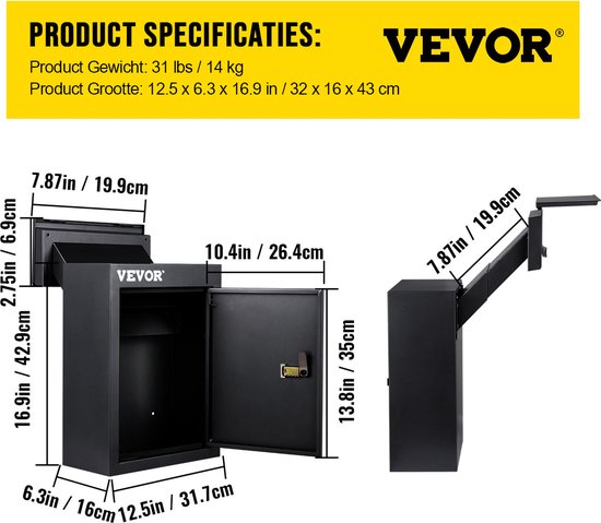 Pakket Brievenbus - Afsluitbare postbus - Buiten brievenbus ...