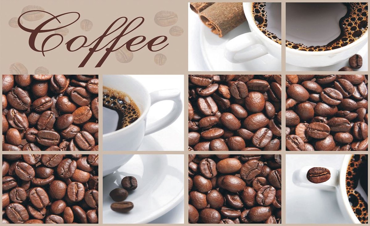 Fotobehang - Vlies Behang - Koffie en Koffiebonen collage - Horeca ...