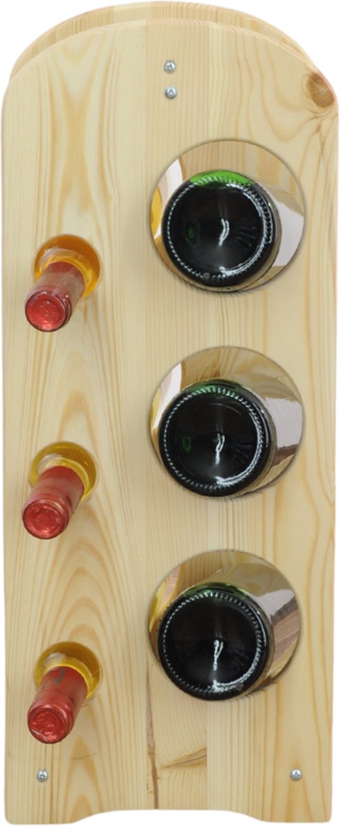 SMH LINE® Draagbaar Wijnrek - 6 flessen - 50x21x19cm - Met Handgreep - Hout | bol.com