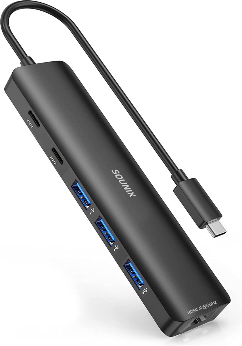 Sounix USB C Hub - 6 in 1 Docking Station - 4K HDMI - 3*USB 3.0 - USB C ...