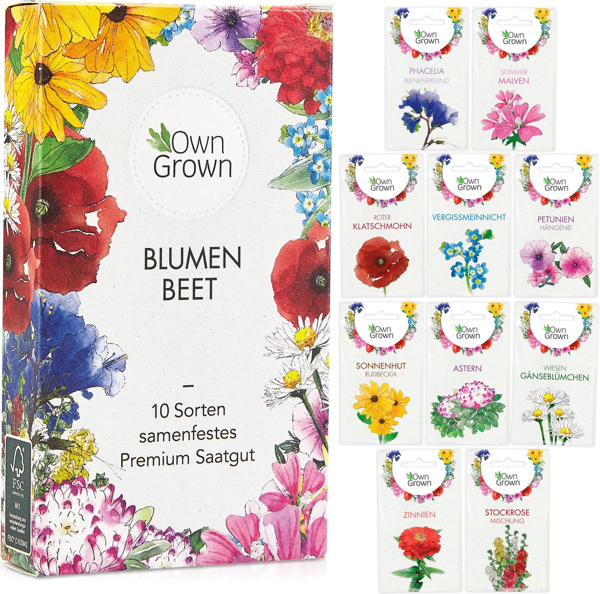 OwnGrown® Bloemzaden: 10 Soorten Premium Zakjes als Plant Set - Balkon ...
