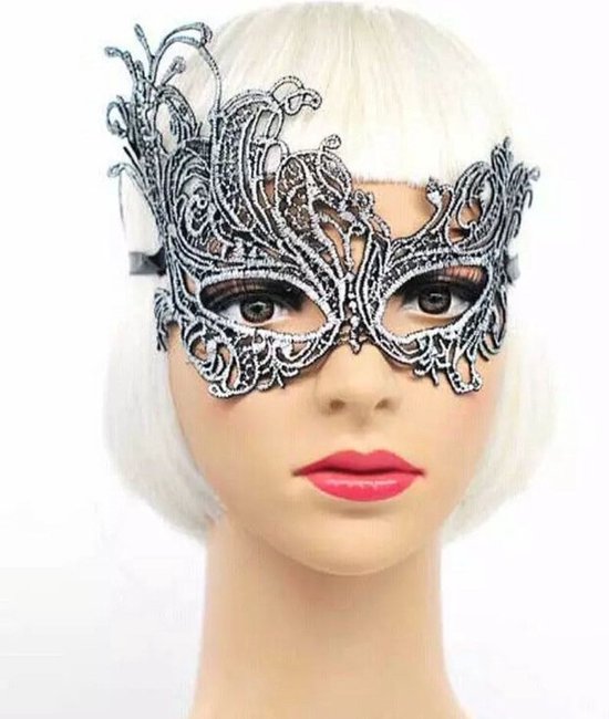 Akyol - Kant Masker zilver - Masker Voor Carnaval - Halloween Masker ...