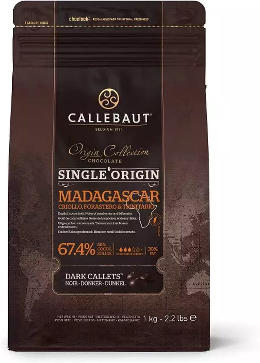 Callebaut- Chocolade- Callets- Puur- Madagascar (67%) 1kg | bol
