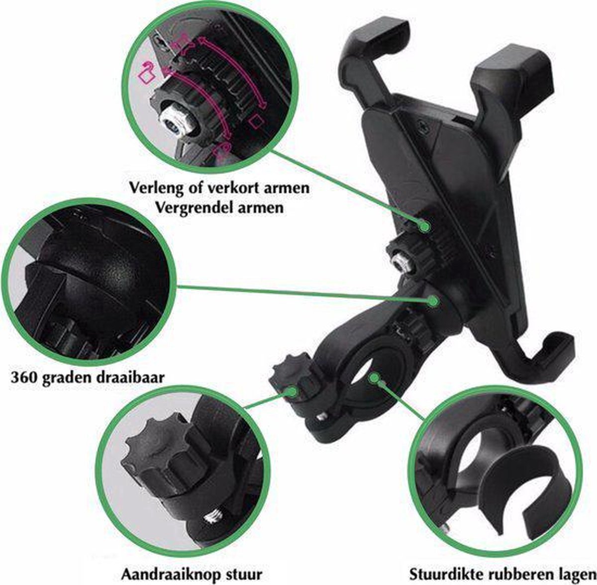Telefoonhouder fiets- universeel - 360 graden - schokbestendig - | bol