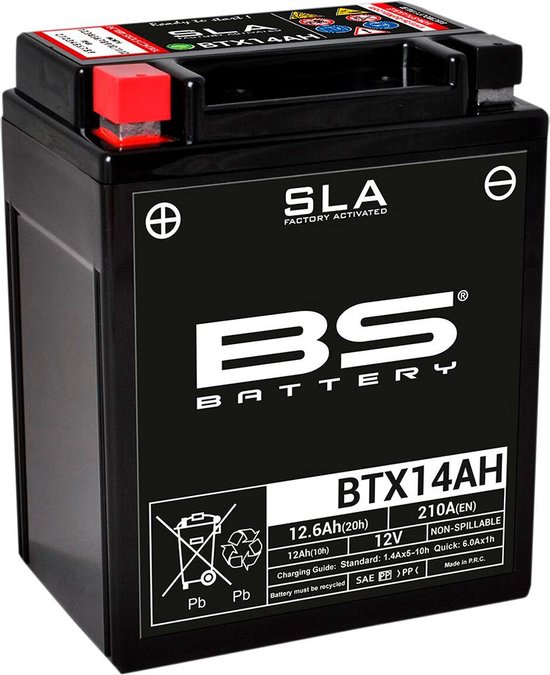 Bs Battery Btx14ah Agm-accu Zwart | bol