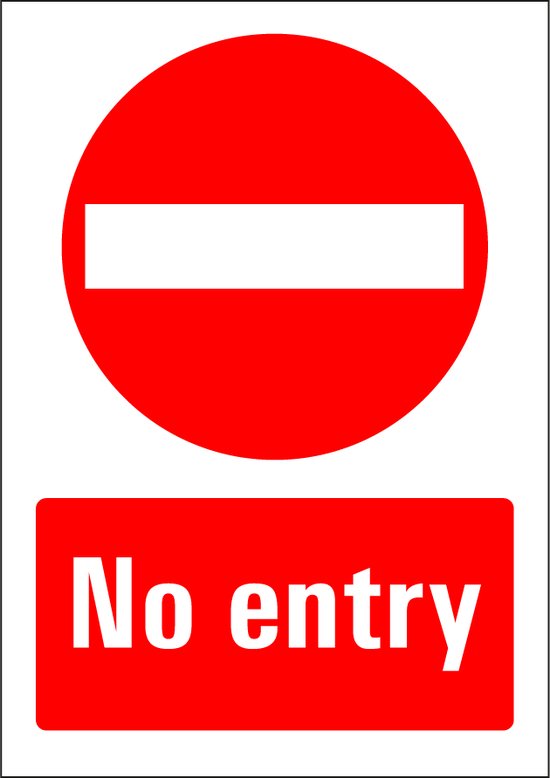 No entry sticker 210 x 297 mm | bol
