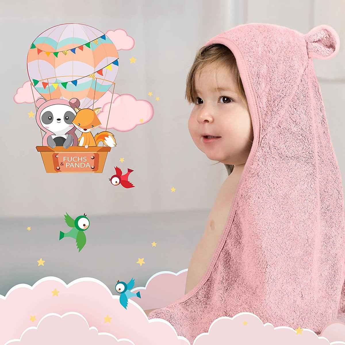 Handdoek met capuchon baby extra dik, warm en zacht, 75 x 75 cm ...