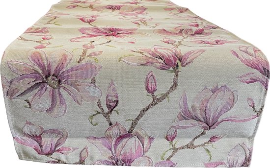 Tafelloper - Gobelinstof - Magnolia - Roze bloemen - Loper 40 x 100 cm ...