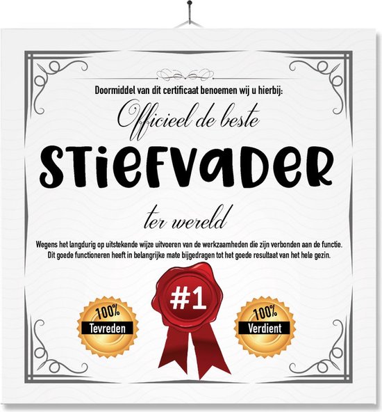 Tegel Met Opdruk | Verjaardag kado | Toilet WC | Officieel de beste stiefvader ter wereld | bol