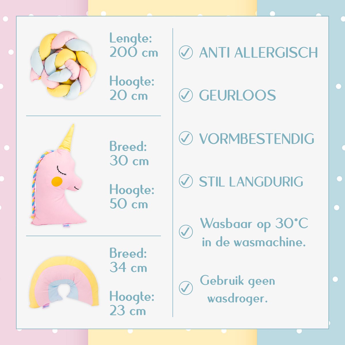 Comfy Baby | 3-Delige Bed & Wieg Bedomrander Set | 2m Gevlochten Bumper ...