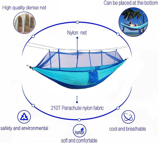 Hangmat, Lichtgewicht Reishangmat met Parachute Nylon Klamboe voor ...
