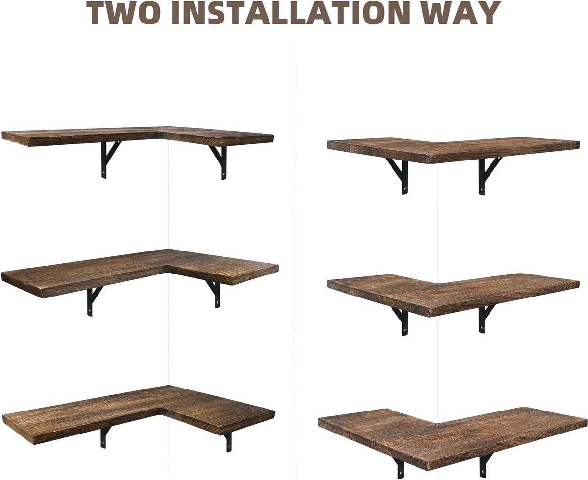 4 Set Hoekrek-Drijvende Planken-Muur Opgezet Rek -Houten Planken - Muur ...