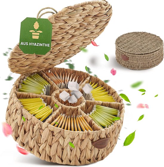 Ronde theedoos voor theezakjes - Extra grote vakken - Hyacint - 96 ...