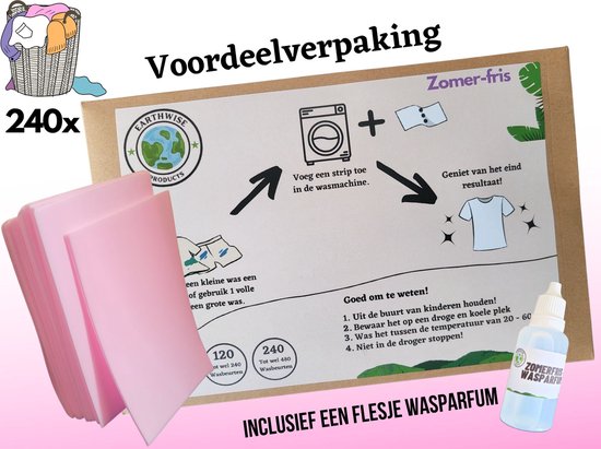 Earthwise Wasstrips Zomerfris - 240 Wasbeurten - Wasmiddeldoekjes ...
