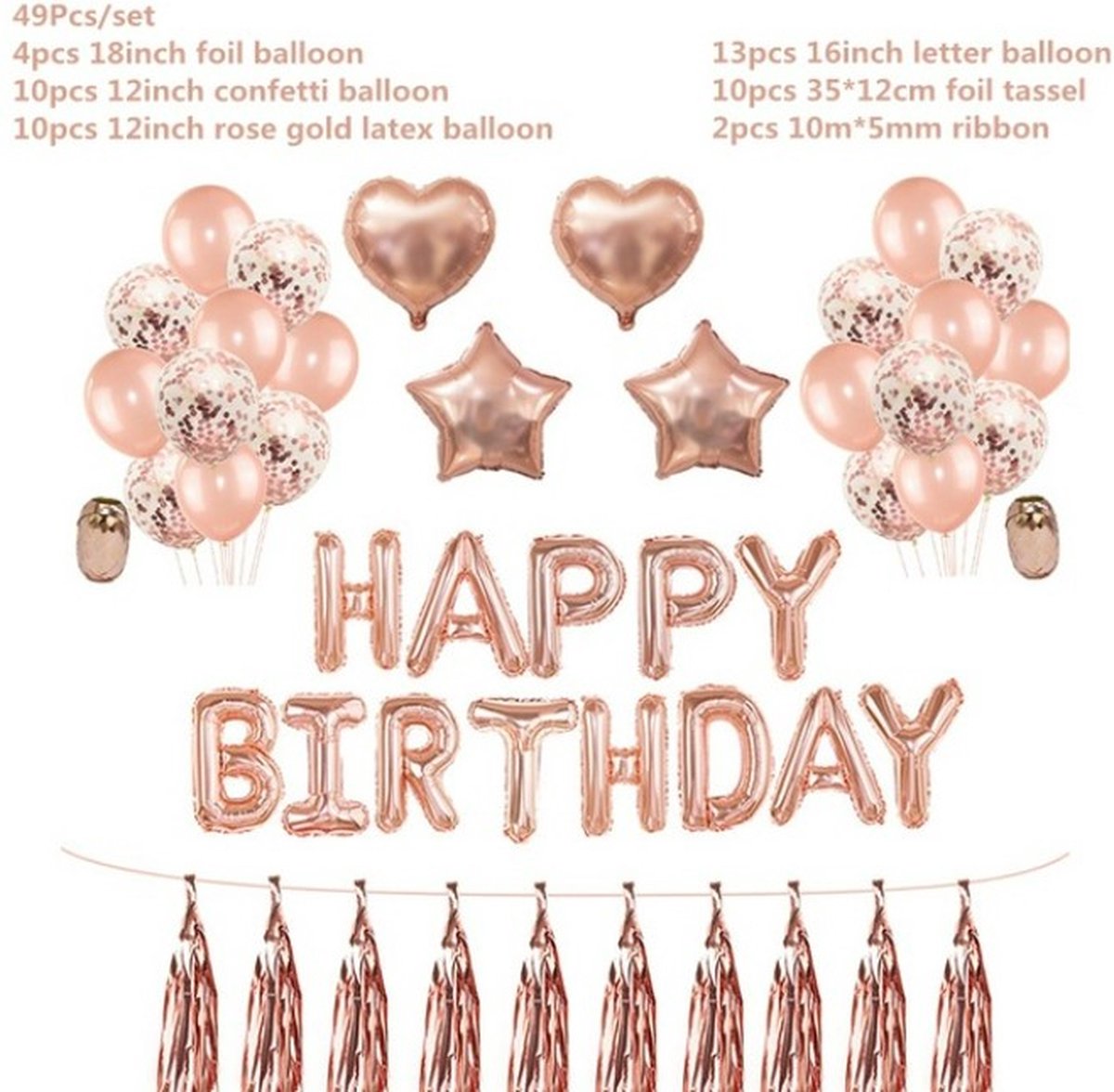 Ballonnen Set Happy Birthday - Ballonnen Set Rose Goud - Ballonnen Set ...