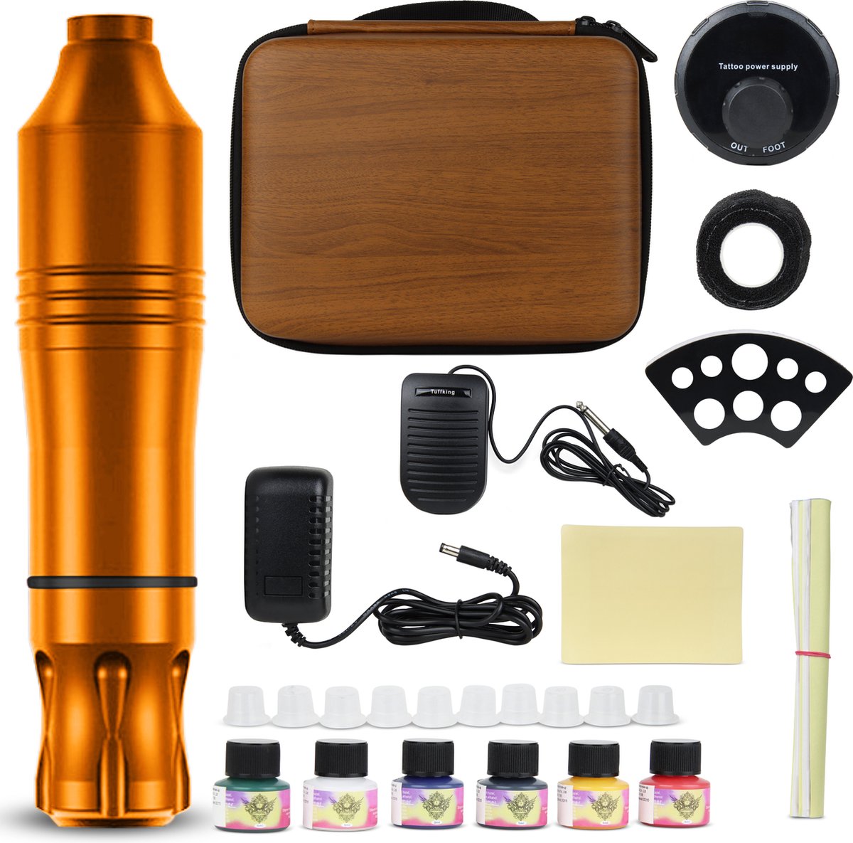 Inkfish Tattoo Machine - Set - Pen - Inkt - Koper Kleur - 20 Naalden ...