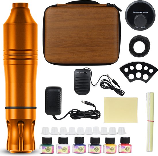 Inkfish Tattoo Machine - Set - Pen - Inkt - Koper Kleur - 20 Naalden ...