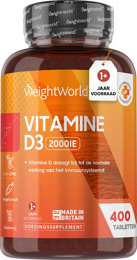 WeightWorld Vitamine D3 - 2000 IE - 400 tabletten voor +1 jaar voorraad ...