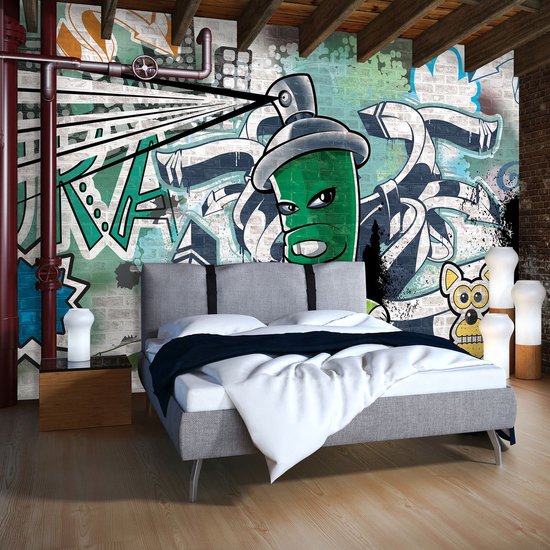 Fotobehang - Vlies Behang - Graffiti Muur - Straatkunst - 254 x 184 cm ...