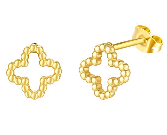 Oorbellen Klaver - RVS - 8 mm - Goudkleurig | bol