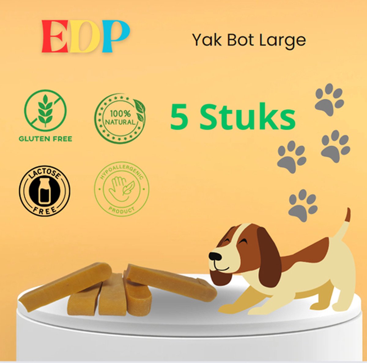 EDP Yak bot - Hond - Kluif - Large - Himalayan - Glutenvrij - 5 Stuks | bol