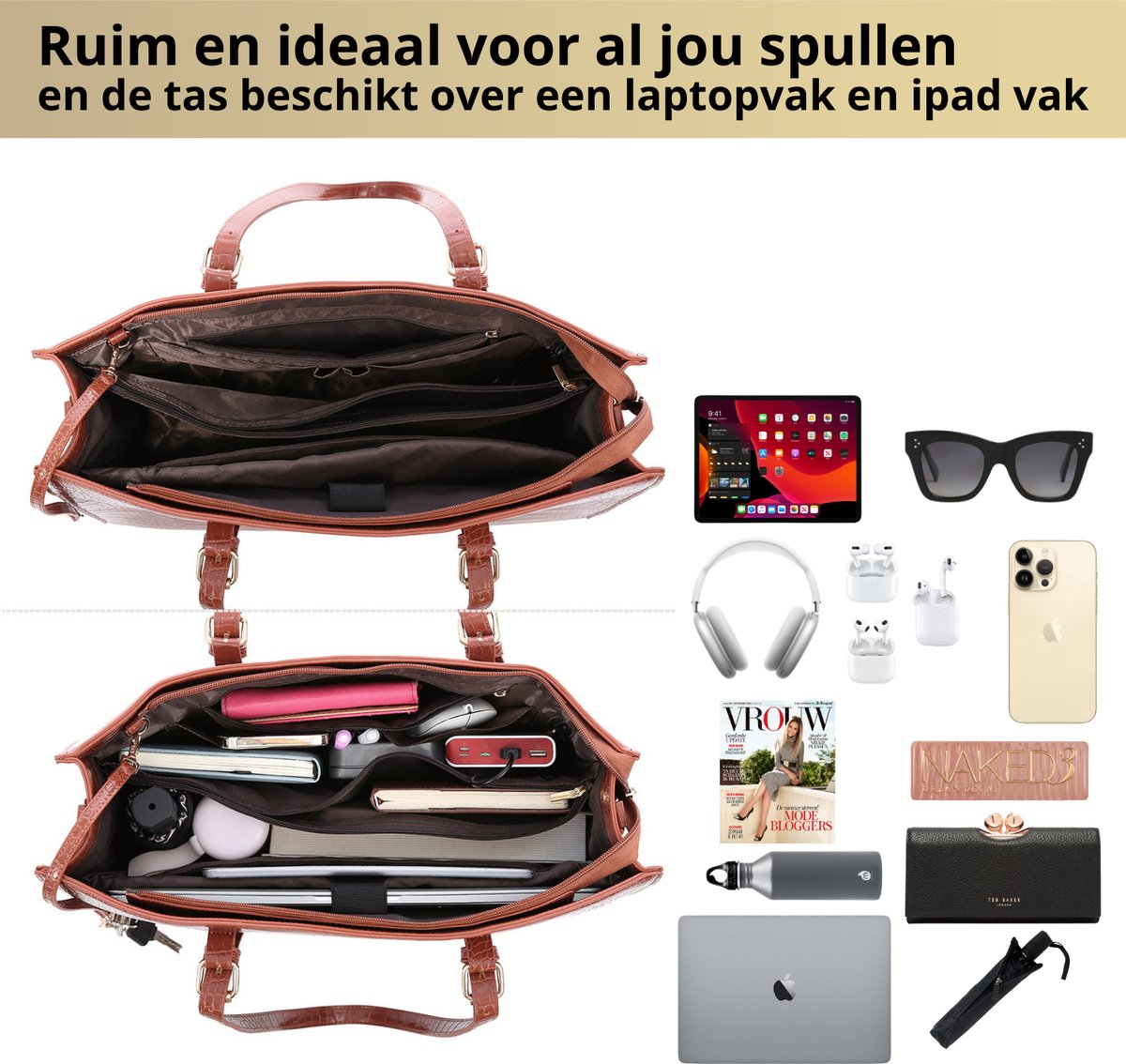 Lubellie® Dorina Tweedelige elegante Dames Handtassen set met een USB ...