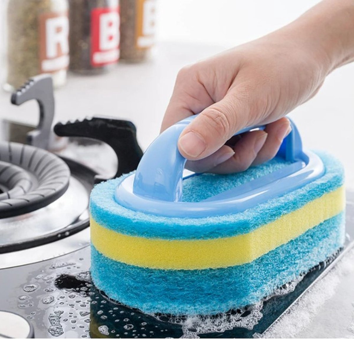 Keukenspons Met Handvat - Handige Wandreiniger - Tegel Borstel ...