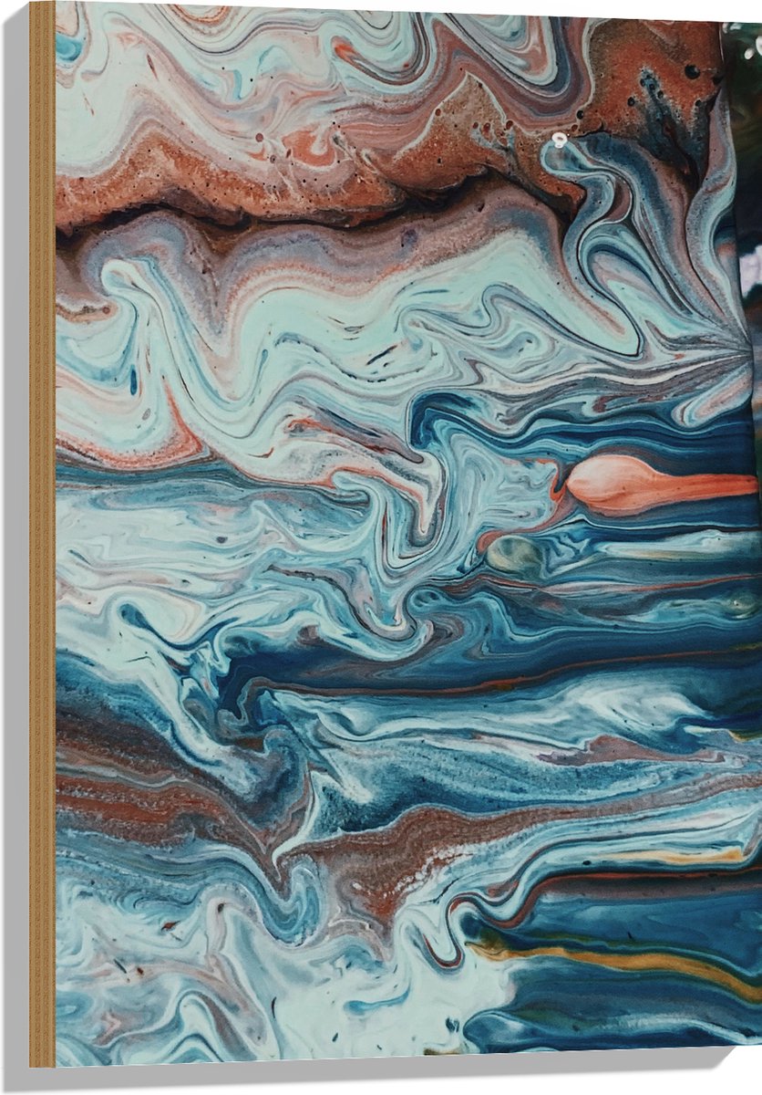 Hout - Mix van Blauwe Kleuren met Bruine Details - 50x75 cm - 9 mm dik ...