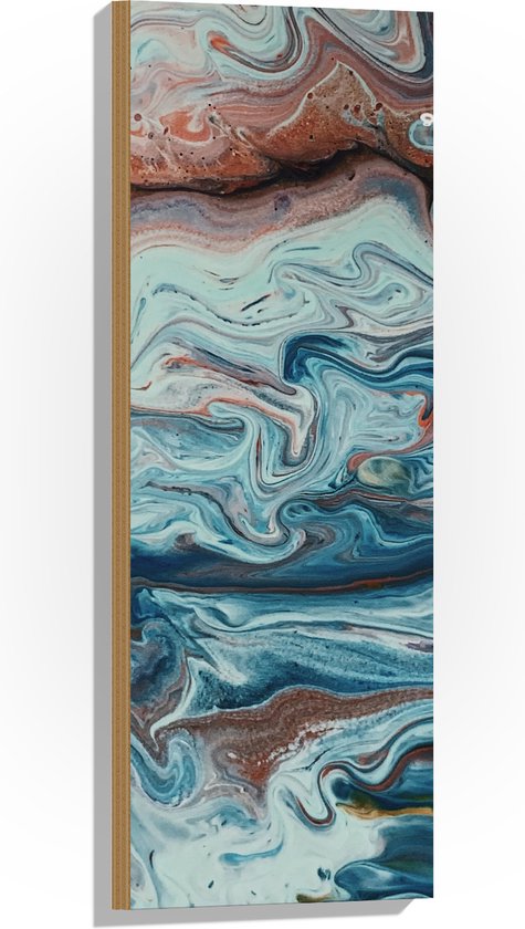 Hout - Mix van Blauwe Kleuren met Bruine Details - 30x90 cm - 9 mm dik ...