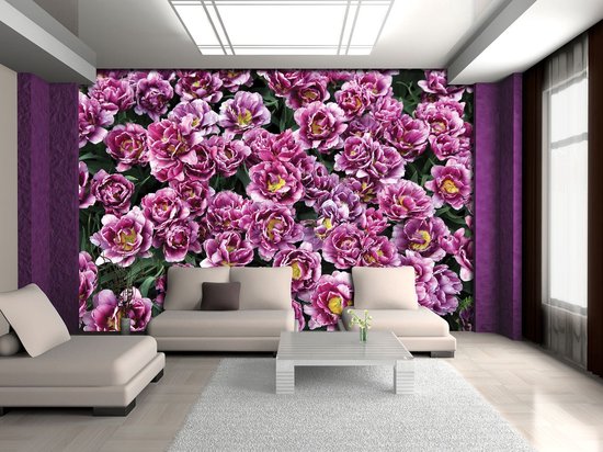 Fotobehang - Vlies Behang - Paarse Bloemen - 254 x 184 cm | bol.com