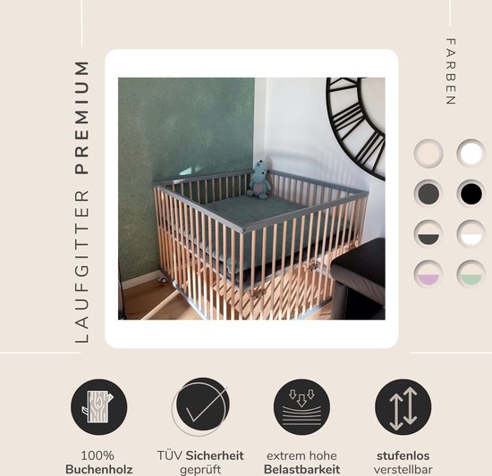 SÄMANN® Baby Box Premium 75x100 Grijs en in hoogte Verstelbare Bodem ...